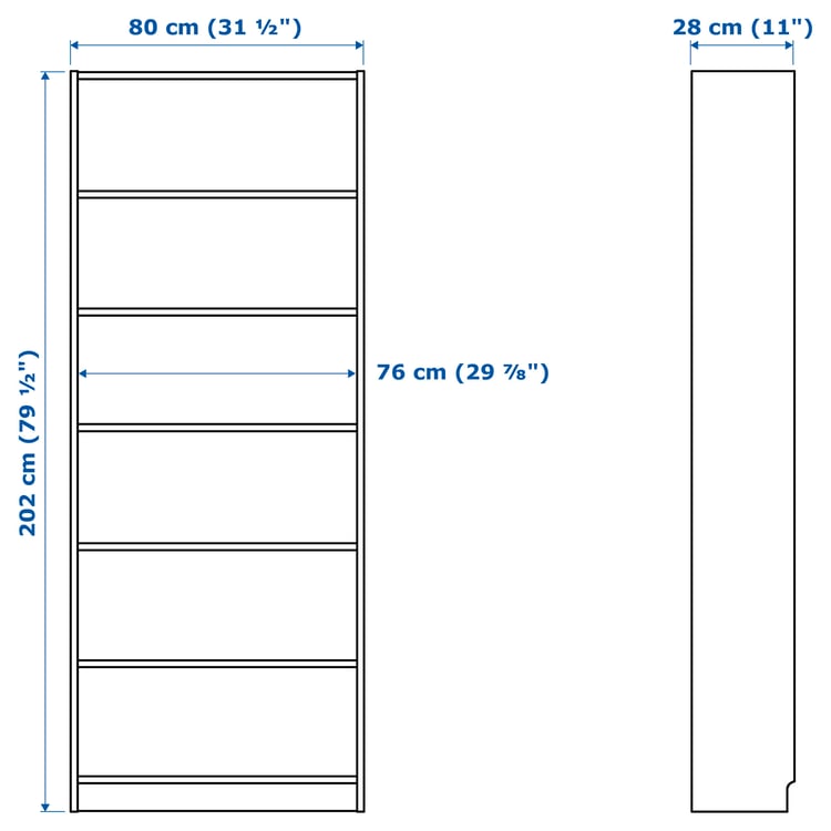BILLY bookcase white, 80x28x202 cm - IKEA UK