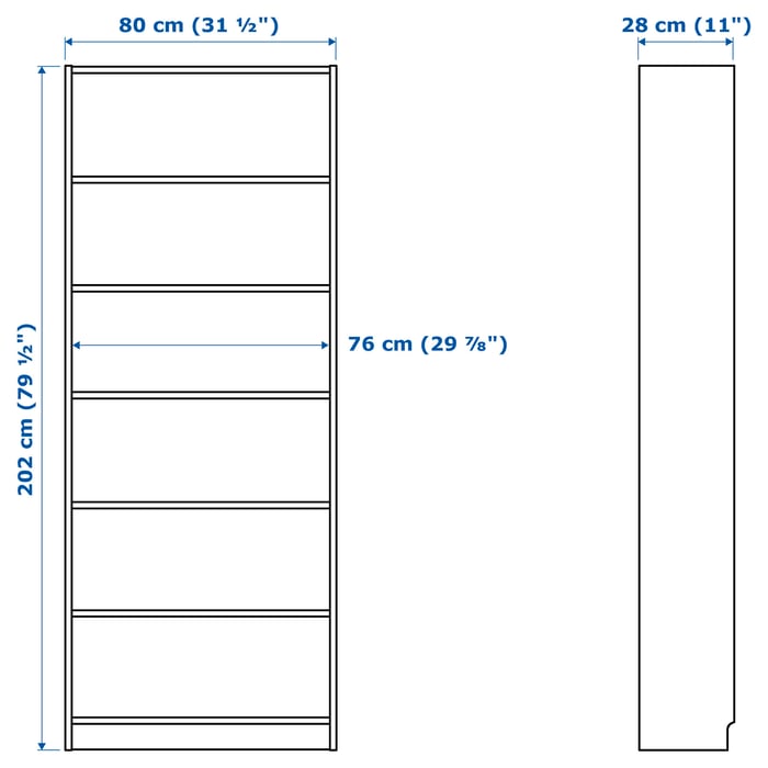 BILLY bookcase white, 80x28x202 cm - IKEA UK