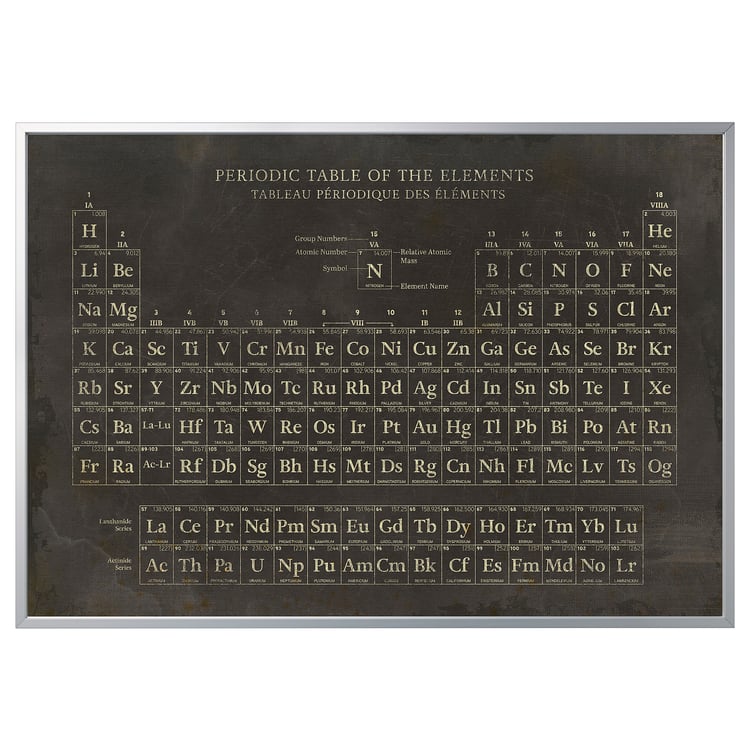 BJÖRKSTA picture with frame, periodic table/aluminium-colour, 200x140 ...