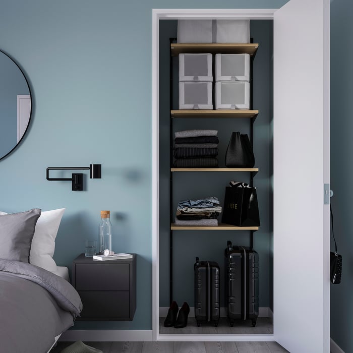 BOAXEL shelving unit, anthracite/oak, 62x40x201 cm - IKEA UK