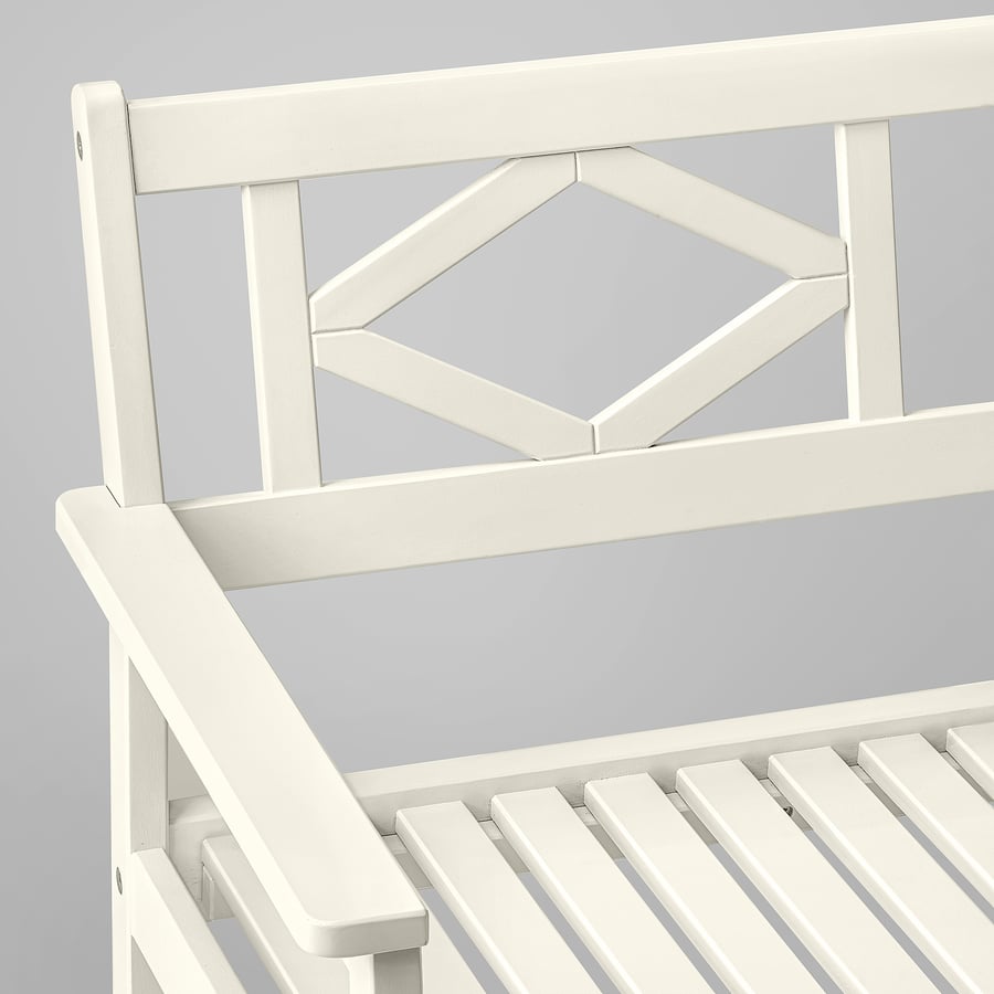 BONDHOLMEN bench with backrest, outdoor, white/beige - IKEA UK
