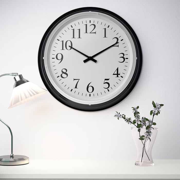 BRAVUR wall clock, black, 59 cm - IKEA