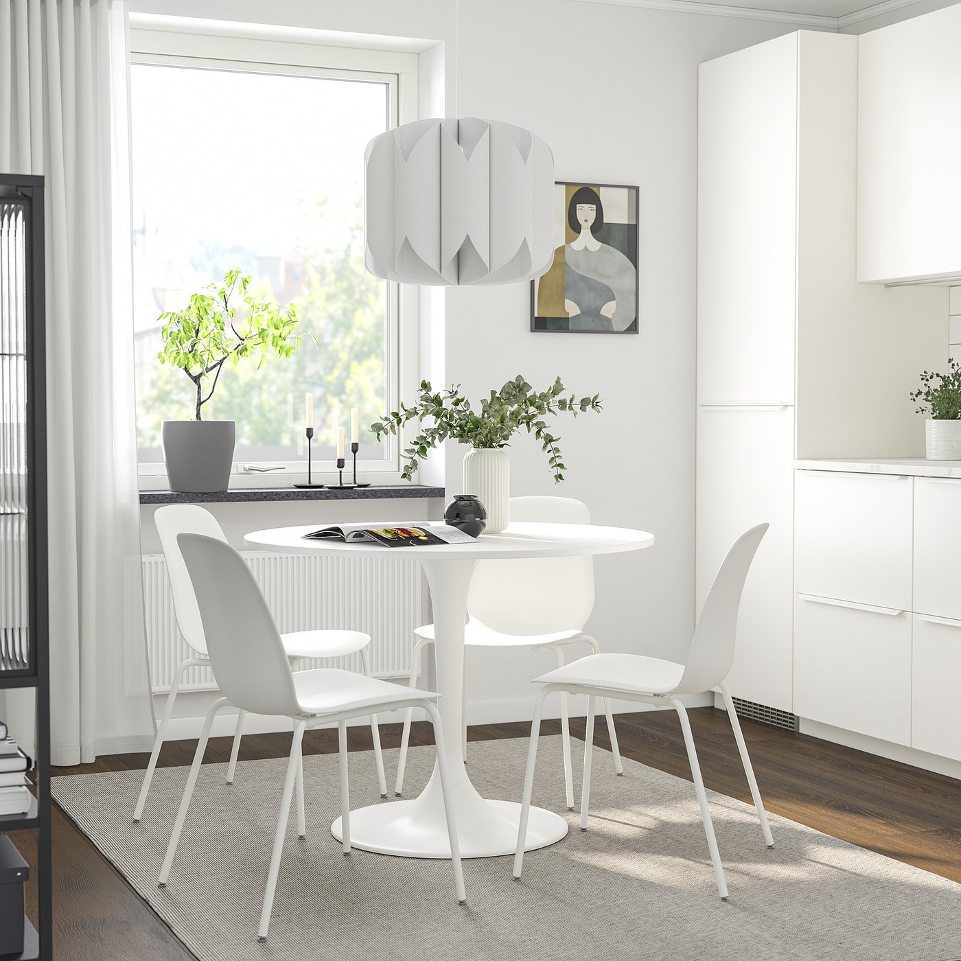 DOCKSTA LIDAS dining table and 4 chairs white white white white 103 cm IKEA