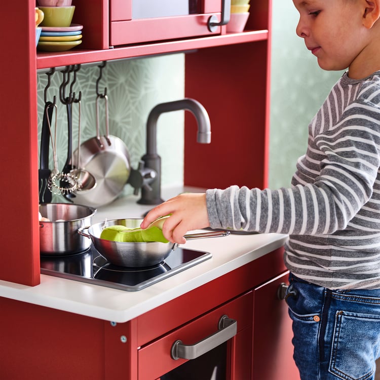 DUKTIG stainless steel colour, 5-piece toy cookware set - IKEA