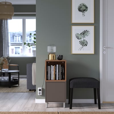 EKET cabinet combination with legs, dark grey/walnut effect, 35x35x80 ...