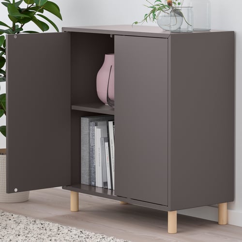EKET cabinet combination with legs, dark grey/wood, 70x35x80 cm - IKEA UK