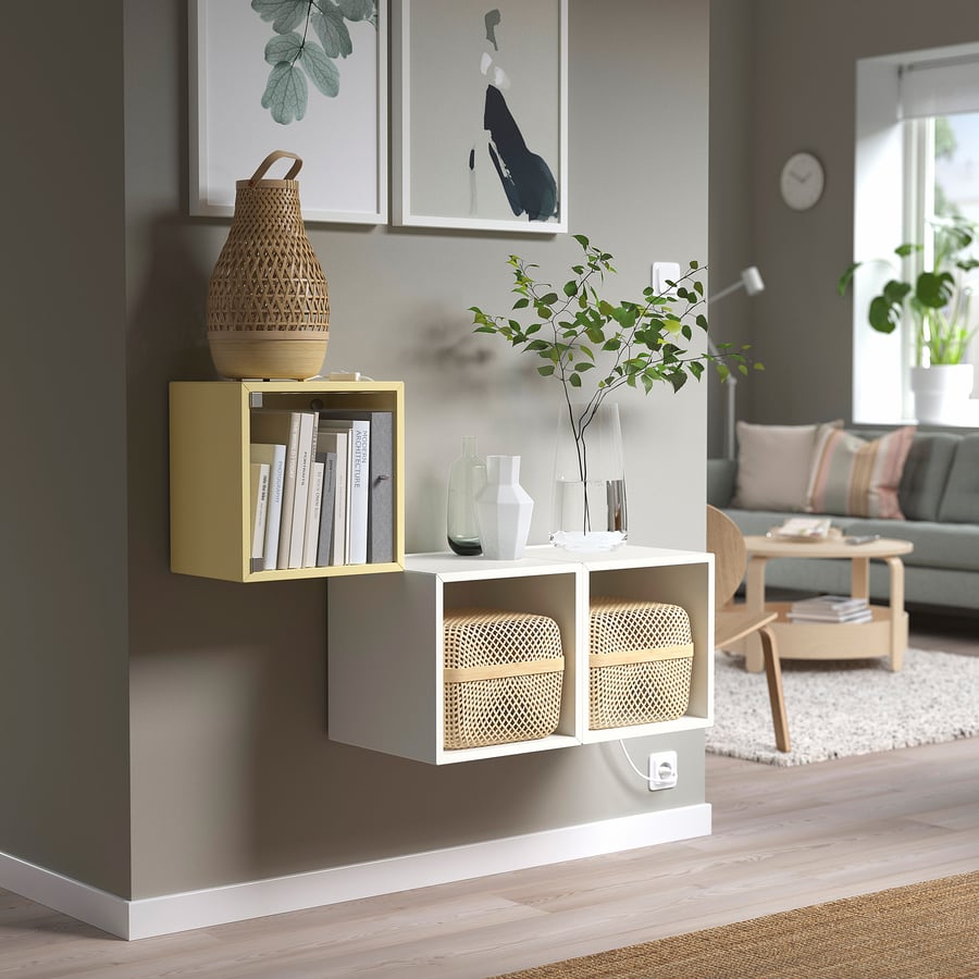 EKET wall cabinet with glass door, pale yellow, 35x25x35 cm - IKEA UK