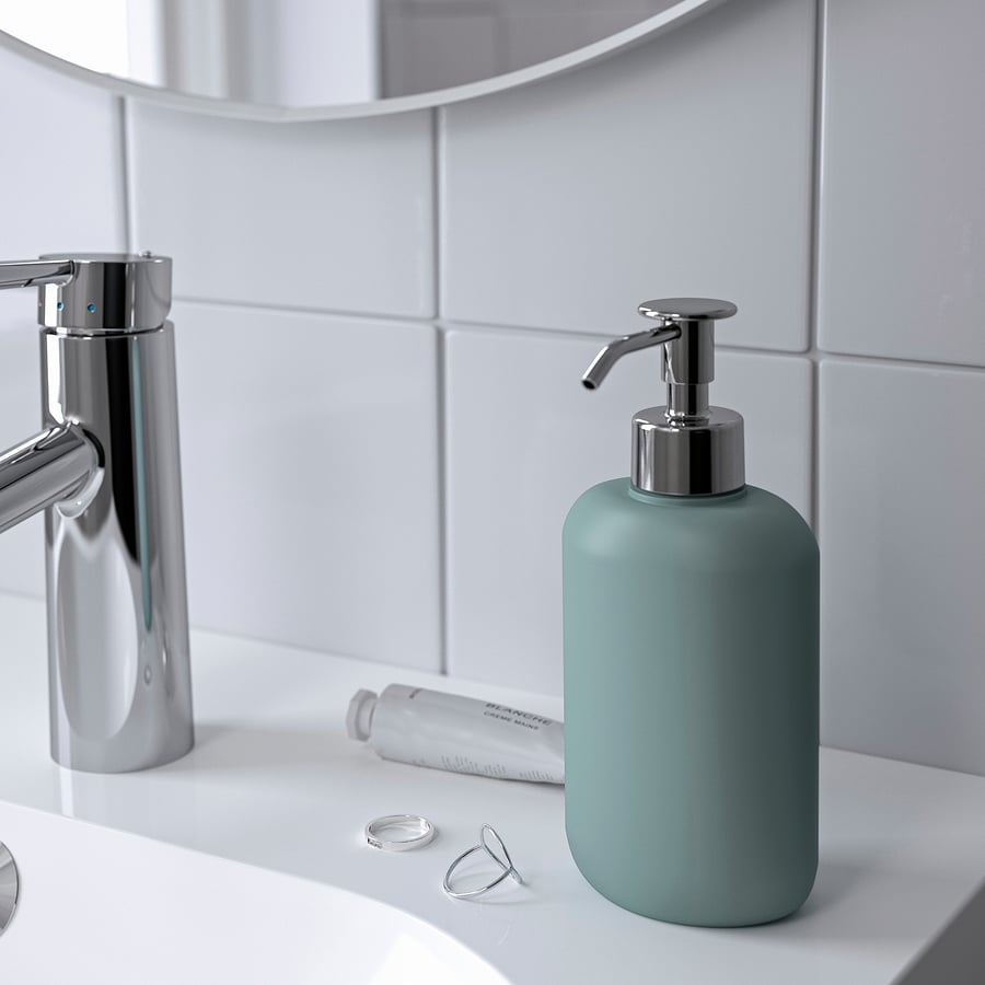 EKOLN soap dispenser, light grey-turquoise - IKEA UK