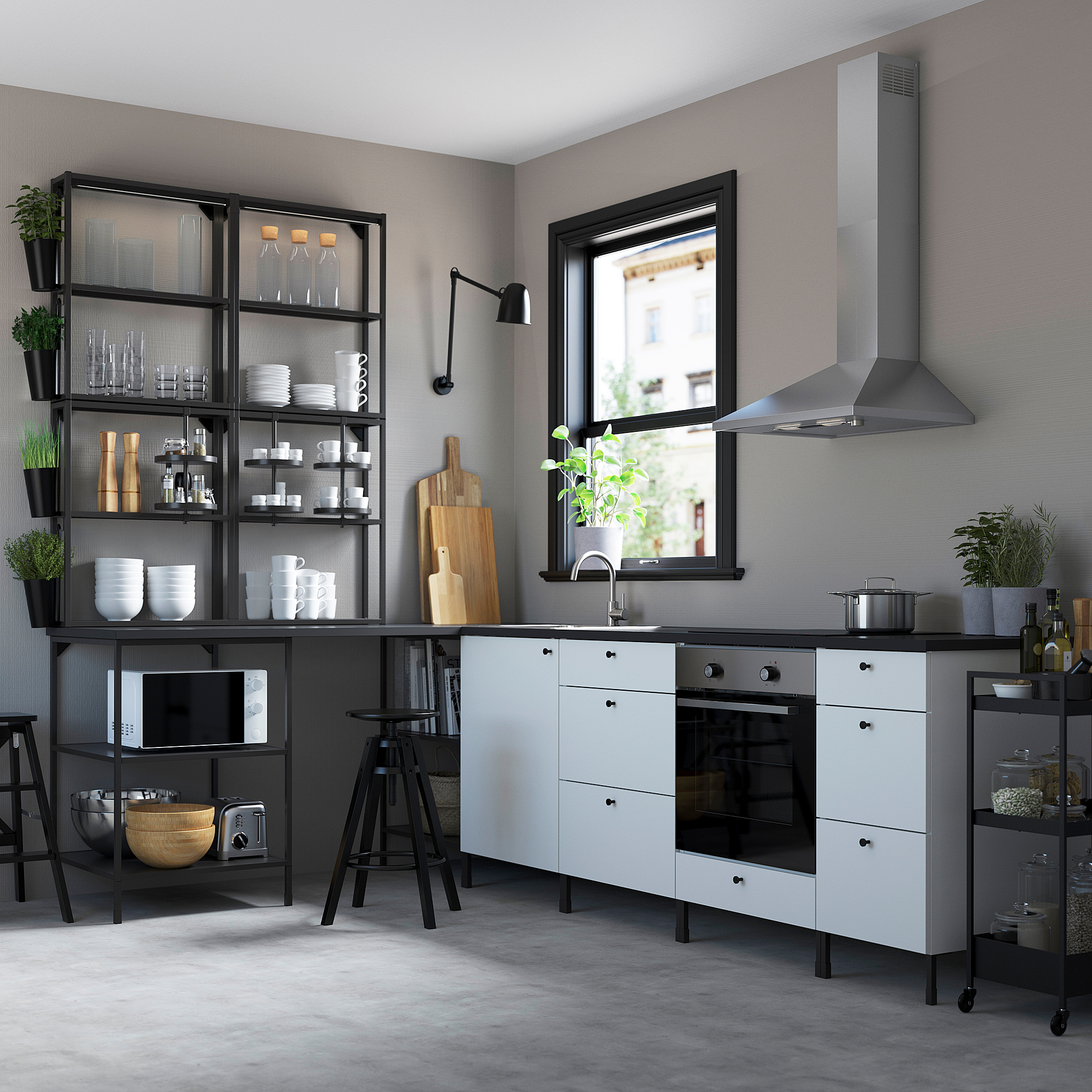 ENHET Corner kitchen - anthracite/white - IKEA