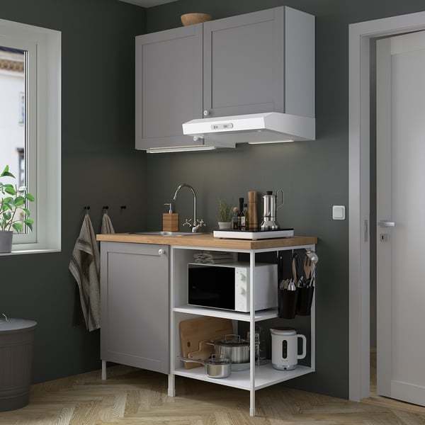 ENHET Kitchen, white/grey frame, 123x63.5x222 cm - IKEA