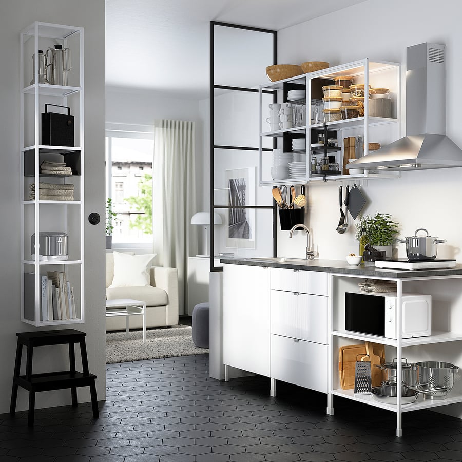 ENHET kitchen, white/high-gloss white, 183x63.5x222 cm - IKEA UK