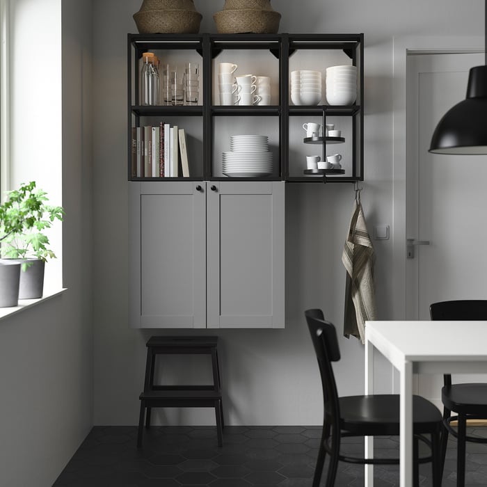 ENHET Kitchen, anthracite/grey frame, 203x63.5x222 cm - IKEA