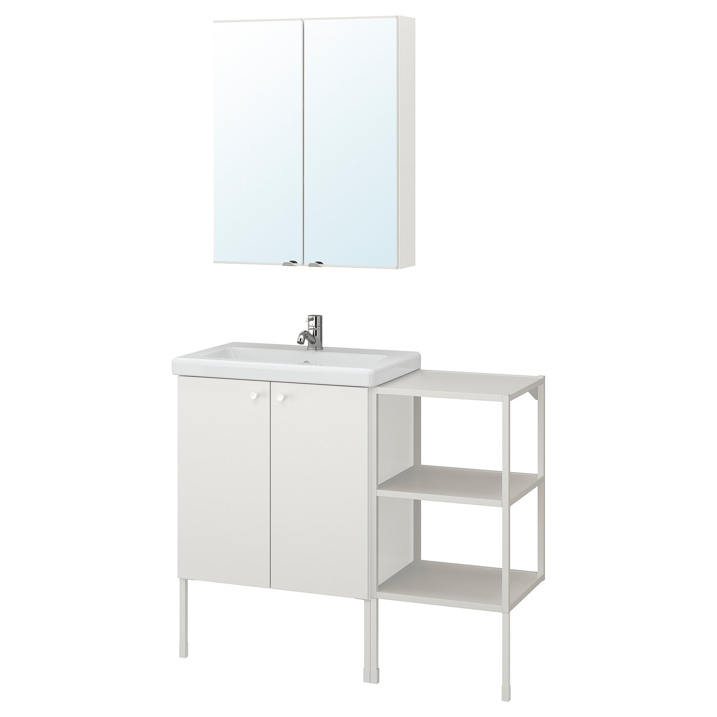 ENHET / TVÄLLEN Bathroom furniture, set of 14 - white/Pilkån tap - IKEA