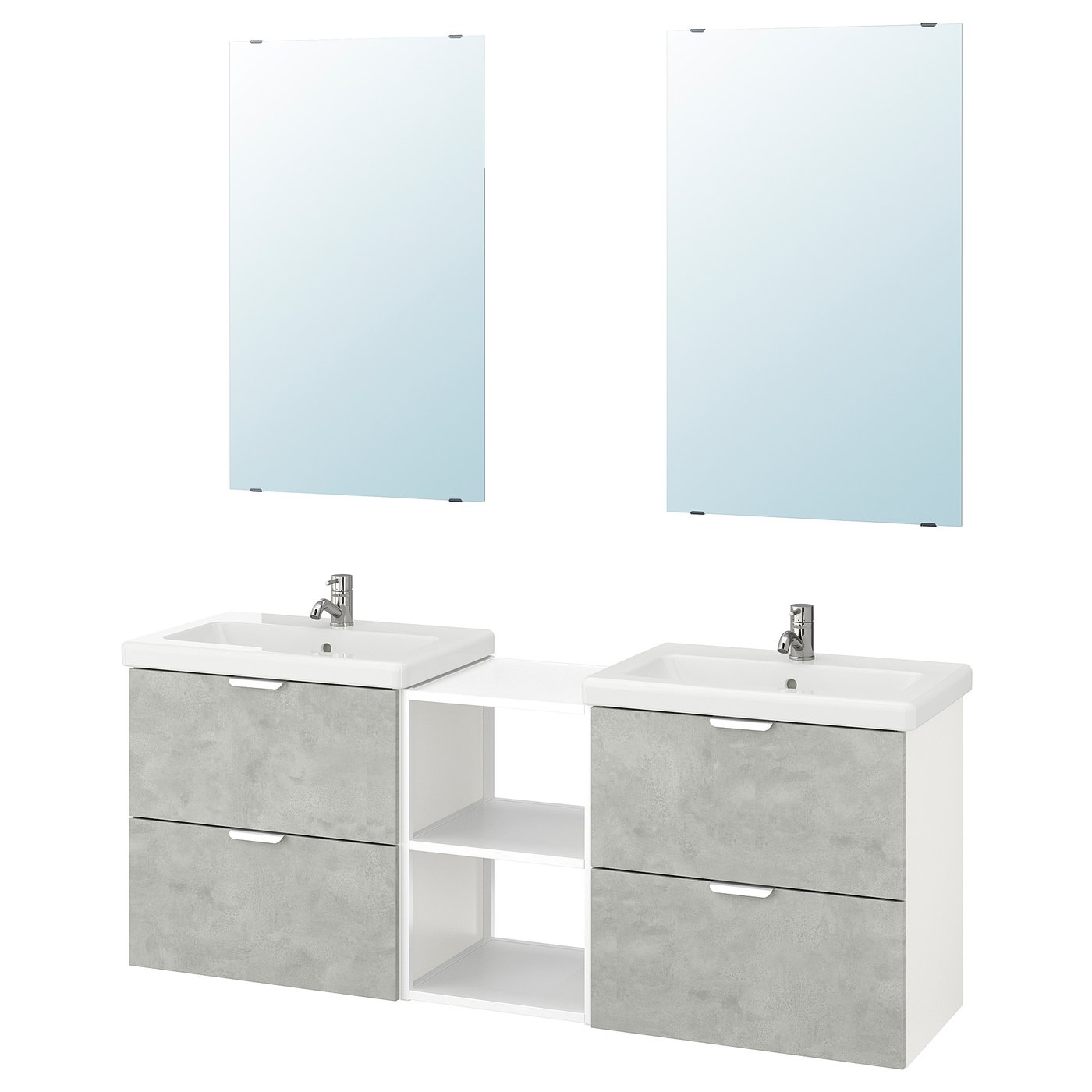 ENHET / TVÄLLEN Bathroom furniture, set of 15 - concrete effect/white ...