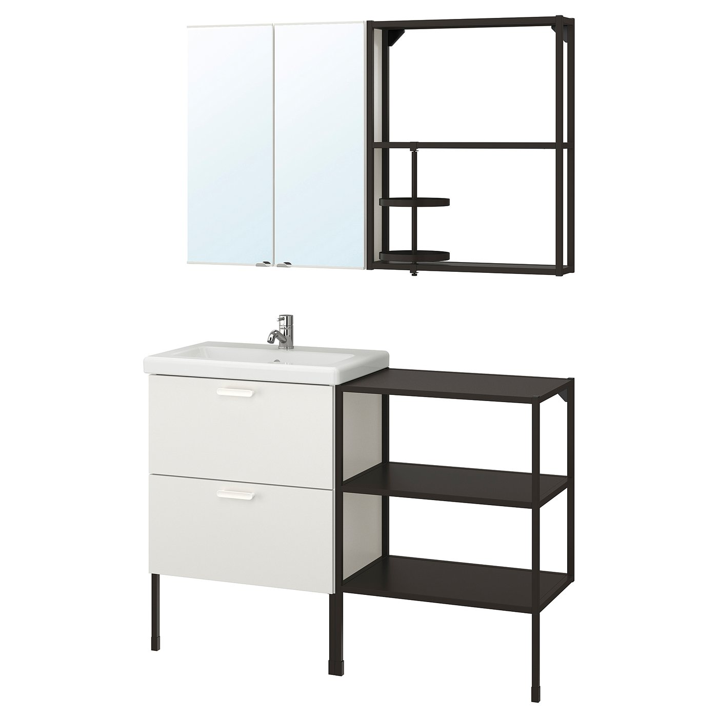 ENHET / TVÄLLEN Bathroom furniture, set of 15 - white/anthracite Pilkån ...