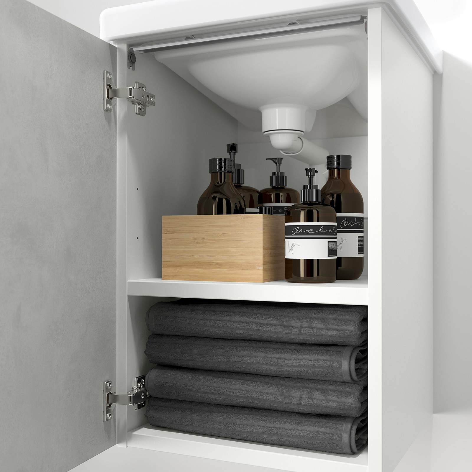 ENHET / TVÄLLEN Wash-basin cabinet with 1 door - concrete effect/white ...