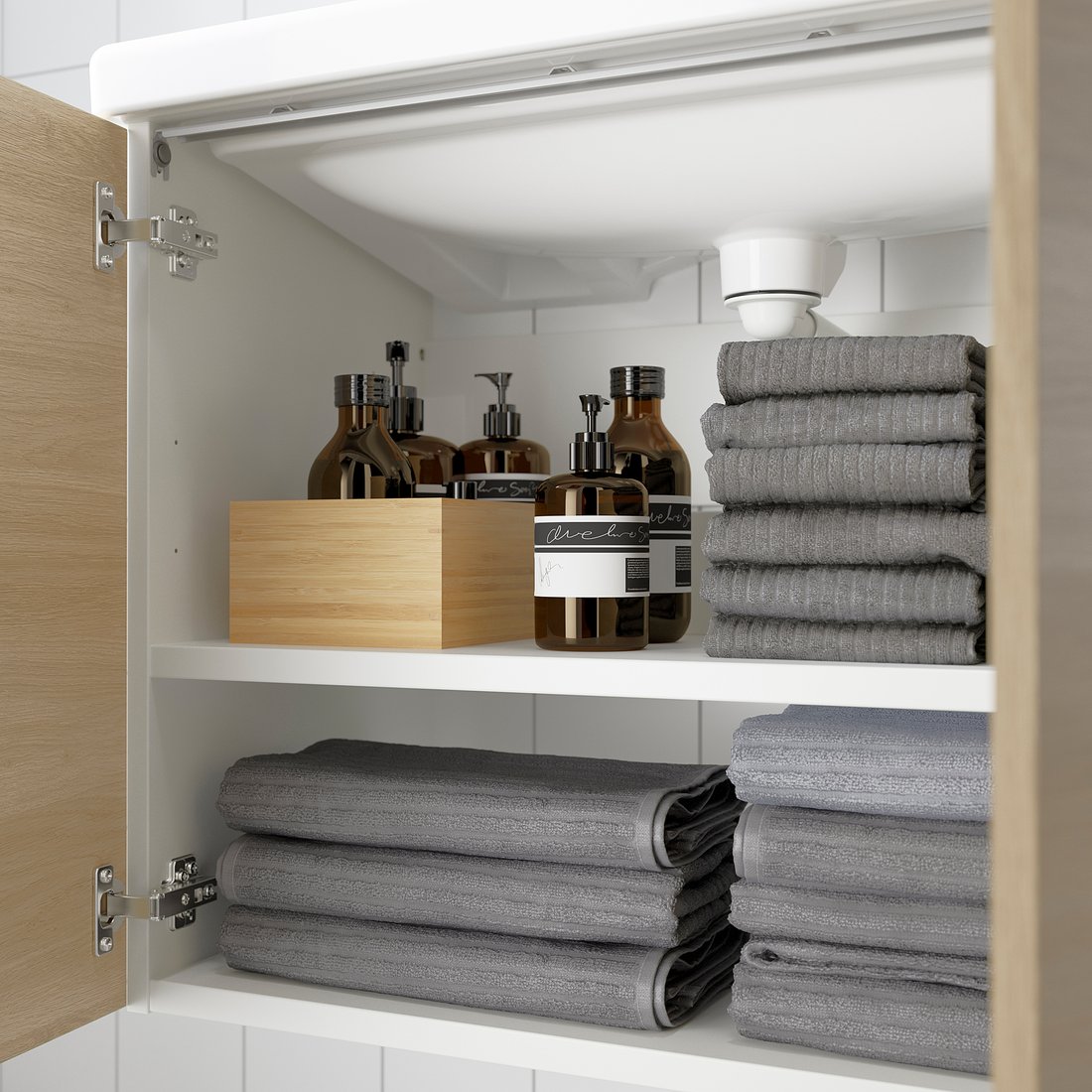 ENHET / TVÄLLEN Wash-basin cabinet with 2 doors - oak effect/white ...