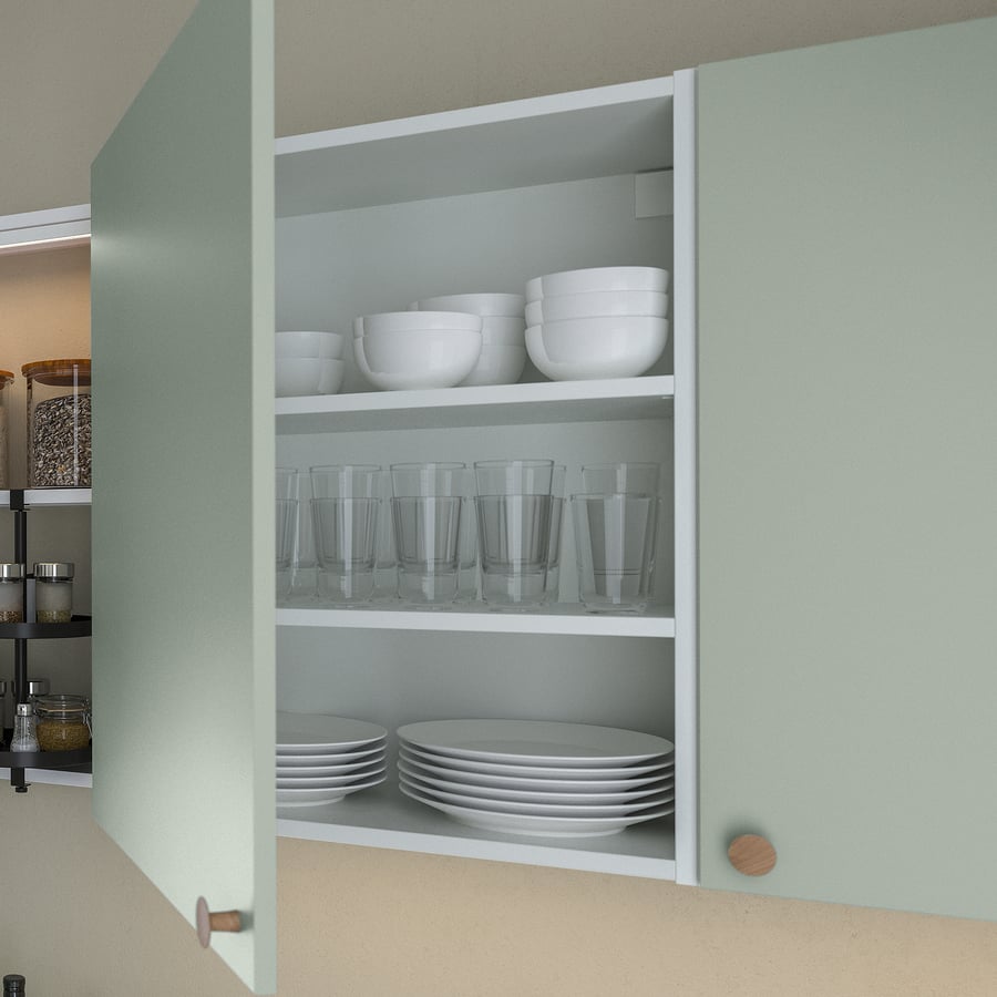 ENHET wall cabinet with 2 shelves/doors, white/pale grey-green ...