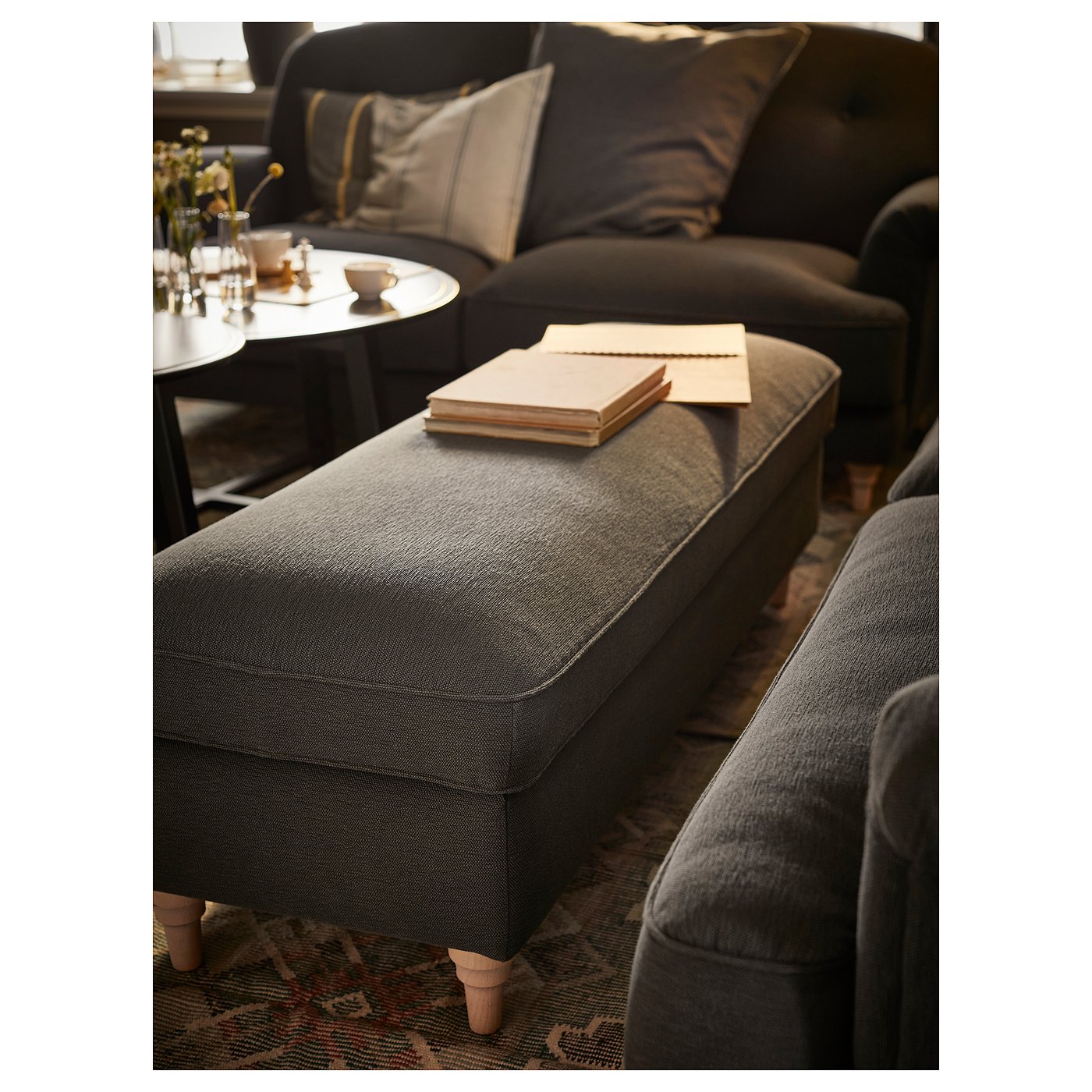 ESSEBODA bench with storage Knaback anthracite birch IKEA