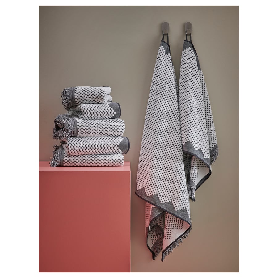FJÄLLSTARR White/Grey Cotton Bath Towel, 70x140cm - IKEA UK
