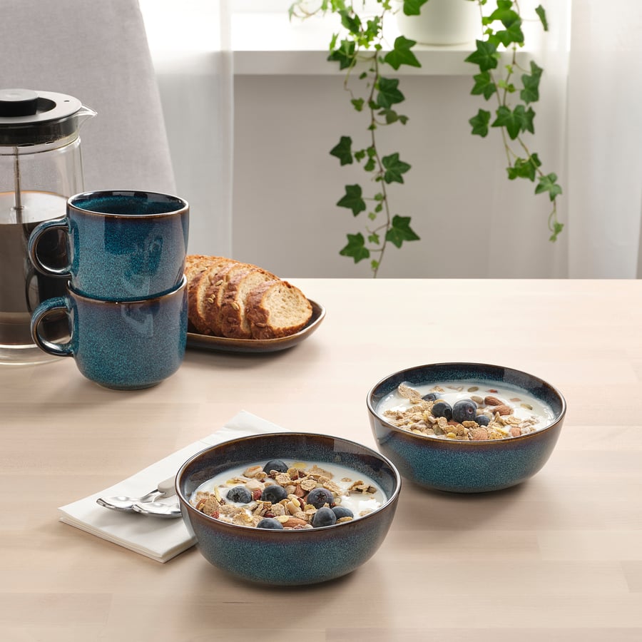 GLADELIG 18-piece service, blue - IKEA