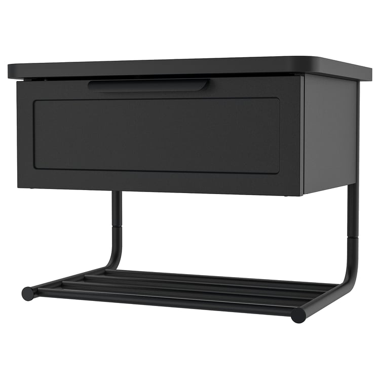 GRÅFJÄLLET wall-mounted bedside table, anthracite, 42x29x31 cm - IKEA UK