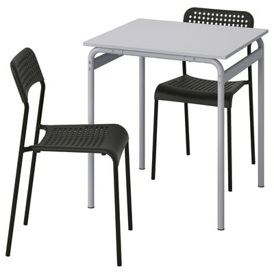 GRÅSALA / ADDE dining table and 2 chairs, grey grey/black, 67 cm - IKEA UK