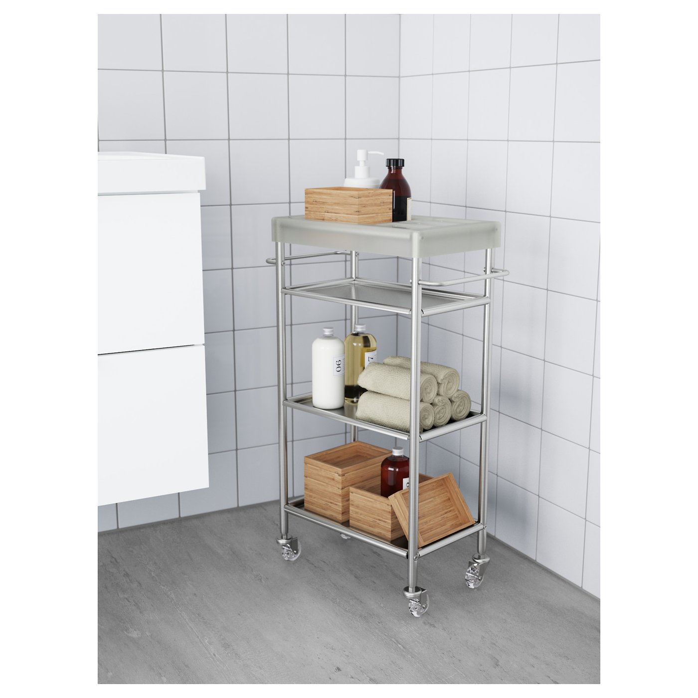 GRUNDTAL stainless steel, Trolley, 48x24x77 cm - IKEA