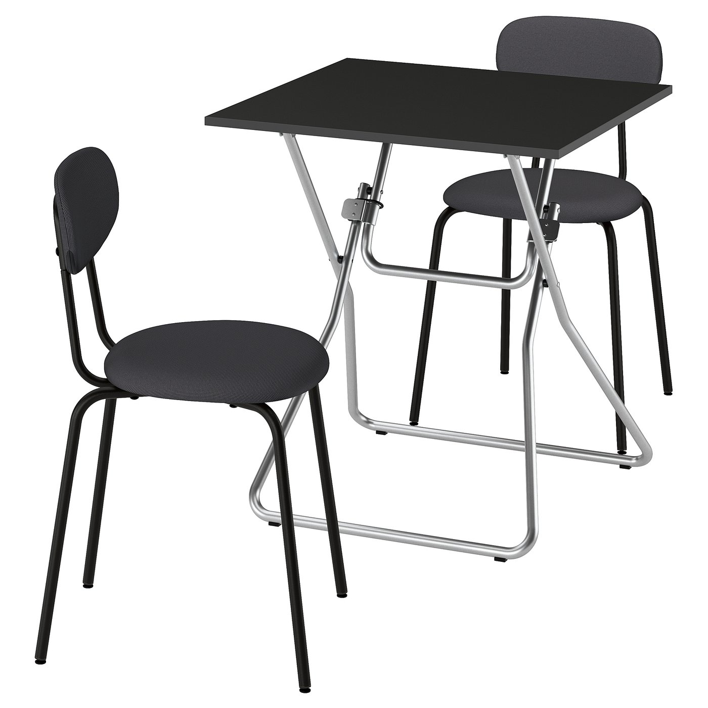 GUNDE OSTANO table and 2 chairs folding black Remmarn dark grey 67x67 cm IKEA