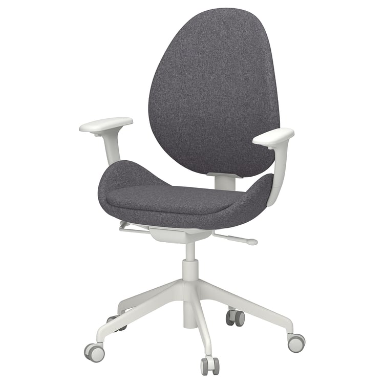 HATTEFJÄLL office chair with armrests, Gunnared medium grey/white - IKEA UK