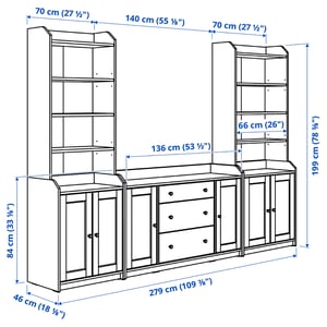 HAUGA Storage combination, white, 279x46x199 cm - IKEA