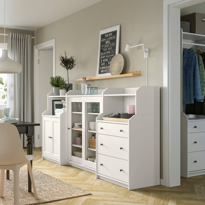 HAUGA storage combination, white, 244x46x116 cm - IKEA UK