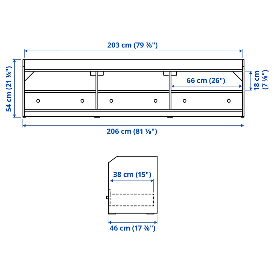 HAUGA TV bench, white, 206x46x54 cm - IKEA UK