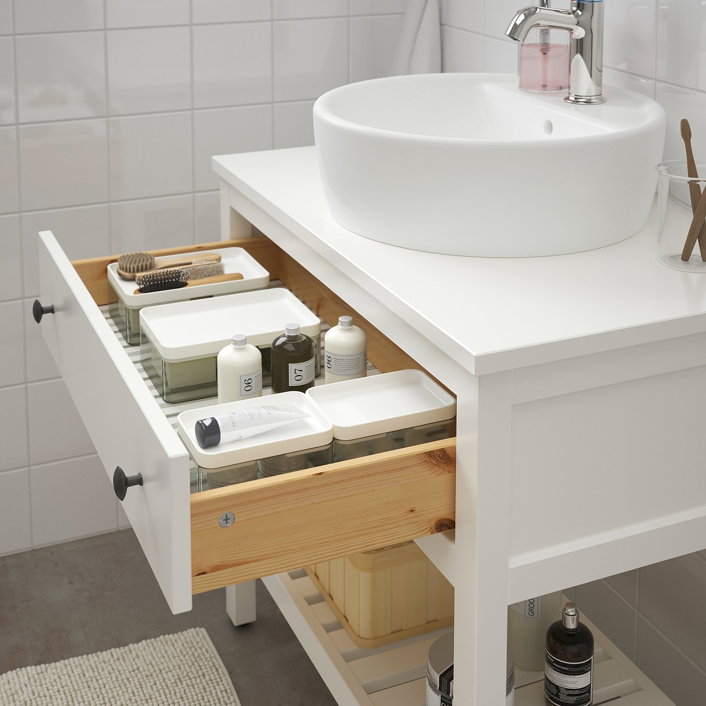 HEMNES Open wash stand with 1 drawer white 82x48x76 cm