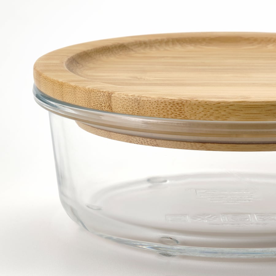 IKEA 365+ food container with lid, round glass/bamboo, 400 ml - IKEA UK