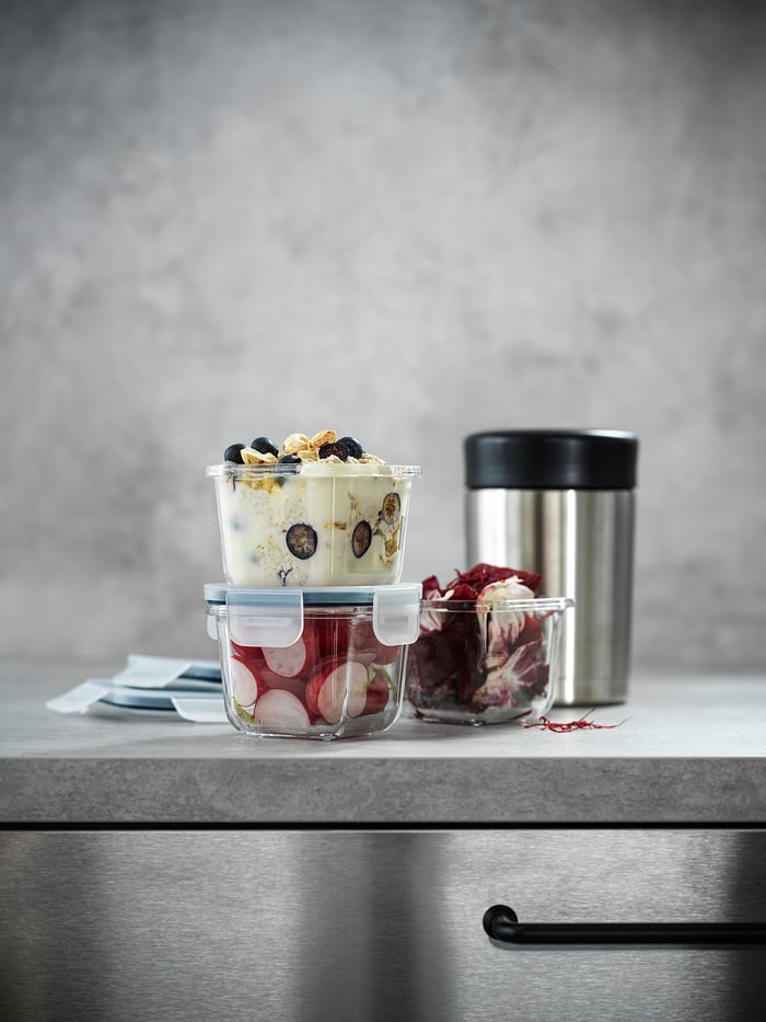 IKEA 365+ food container with lid, square/glass, 180 ml - IKEA