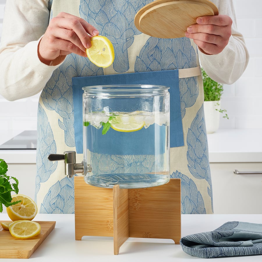 IKEA 365+ jar with tap, bamboo/clear glass, 4 l - IKEA UK