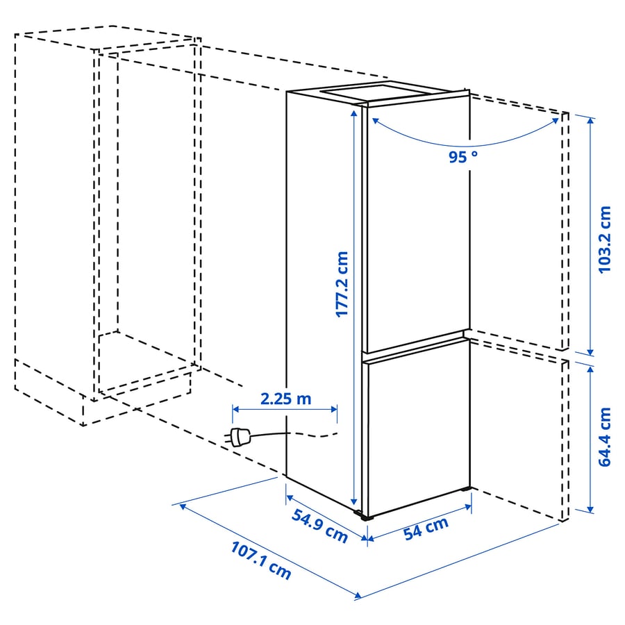 ISANDE fridge freezer, integrated, 194/62 l - IKEA UK