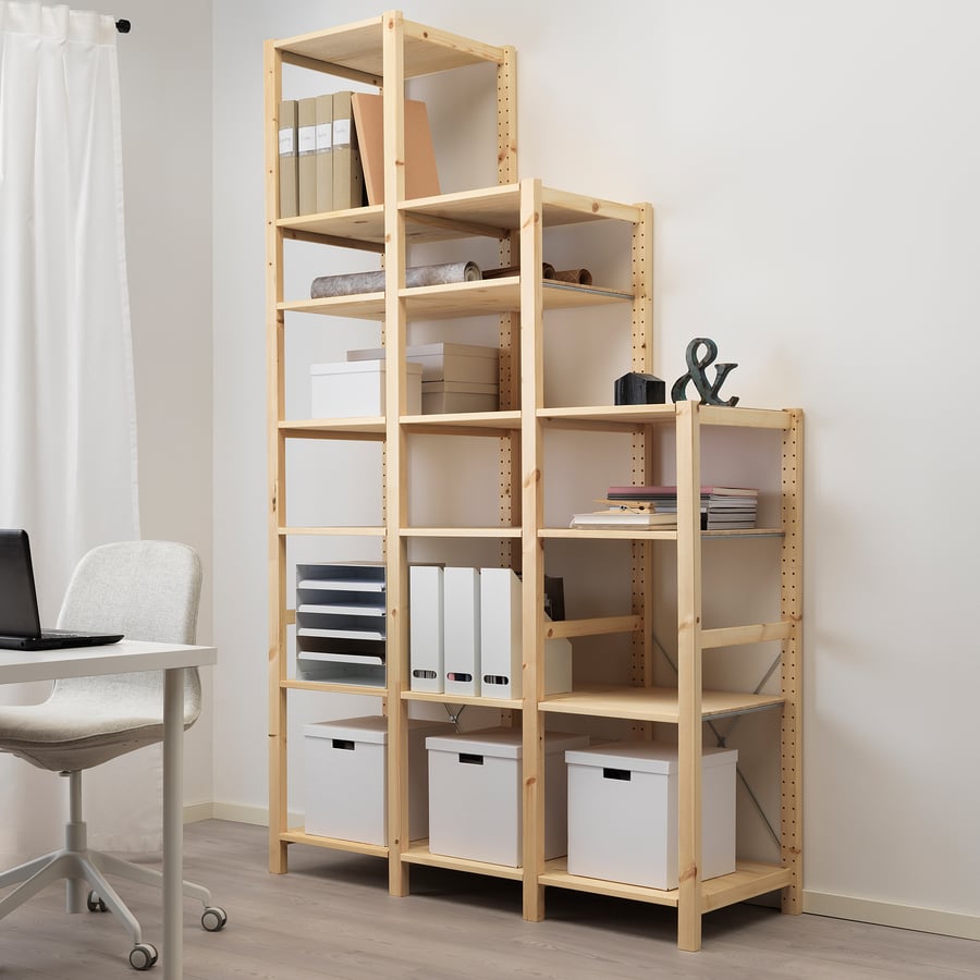 IVAR 3 sections/shelves, pine, 139x50x124-226 cm - IKEA