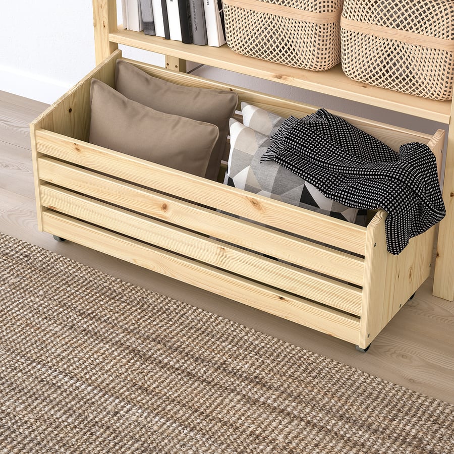 IVAR shelving unit with storage box, pine, 89x30x124 cm - IKEA UK
