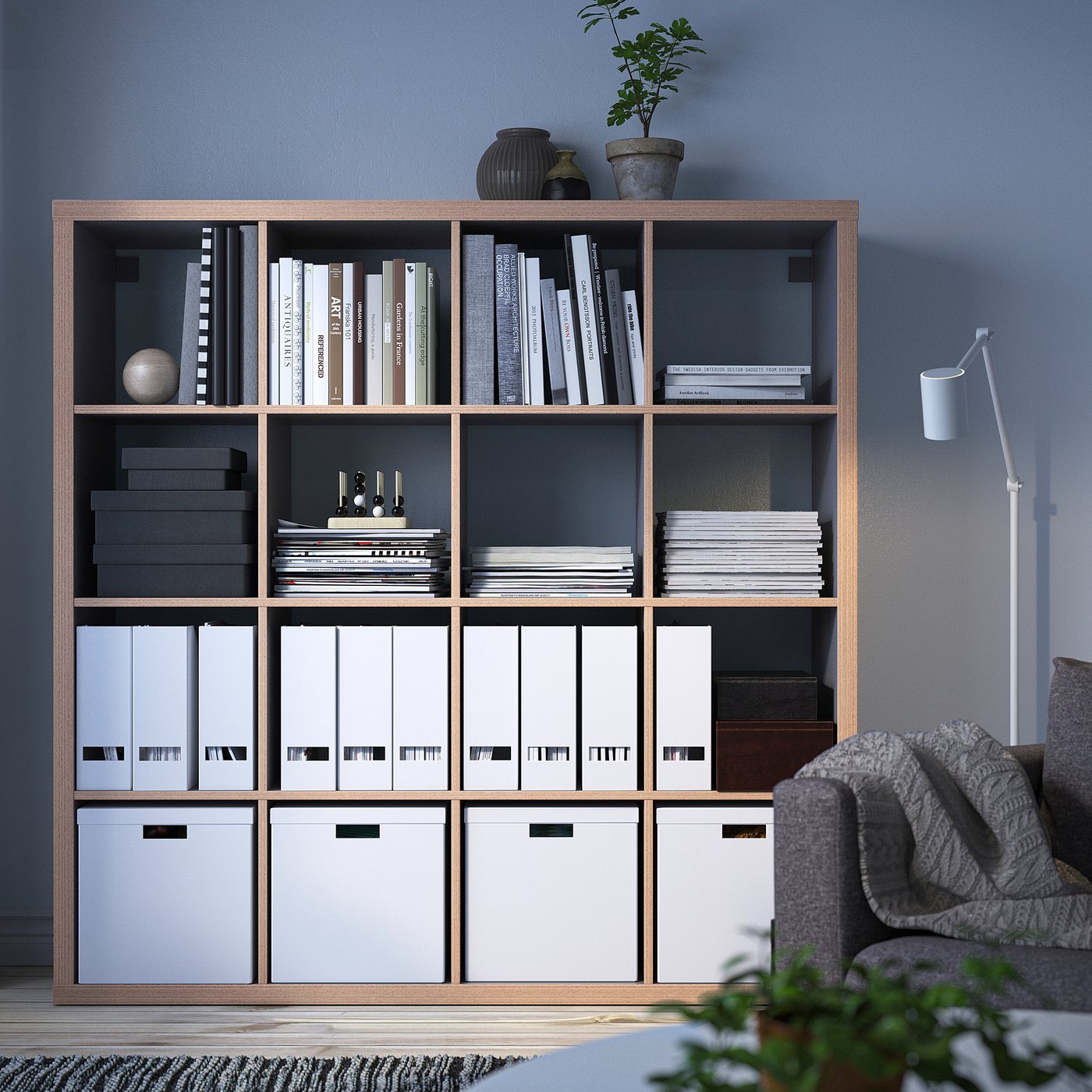 KALLAX grey, wood effect, Shelving unit, 147x147 cm - IKEA