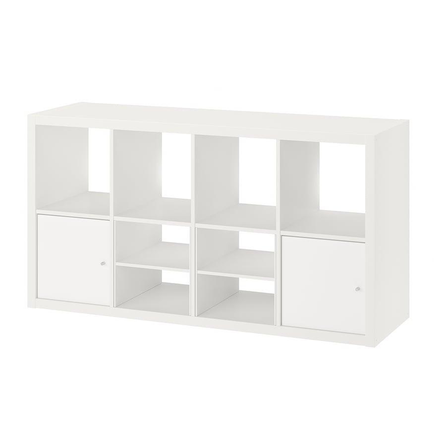KALLAX cube storage unit, with 2 doors/with 2 shelf inserts white ...