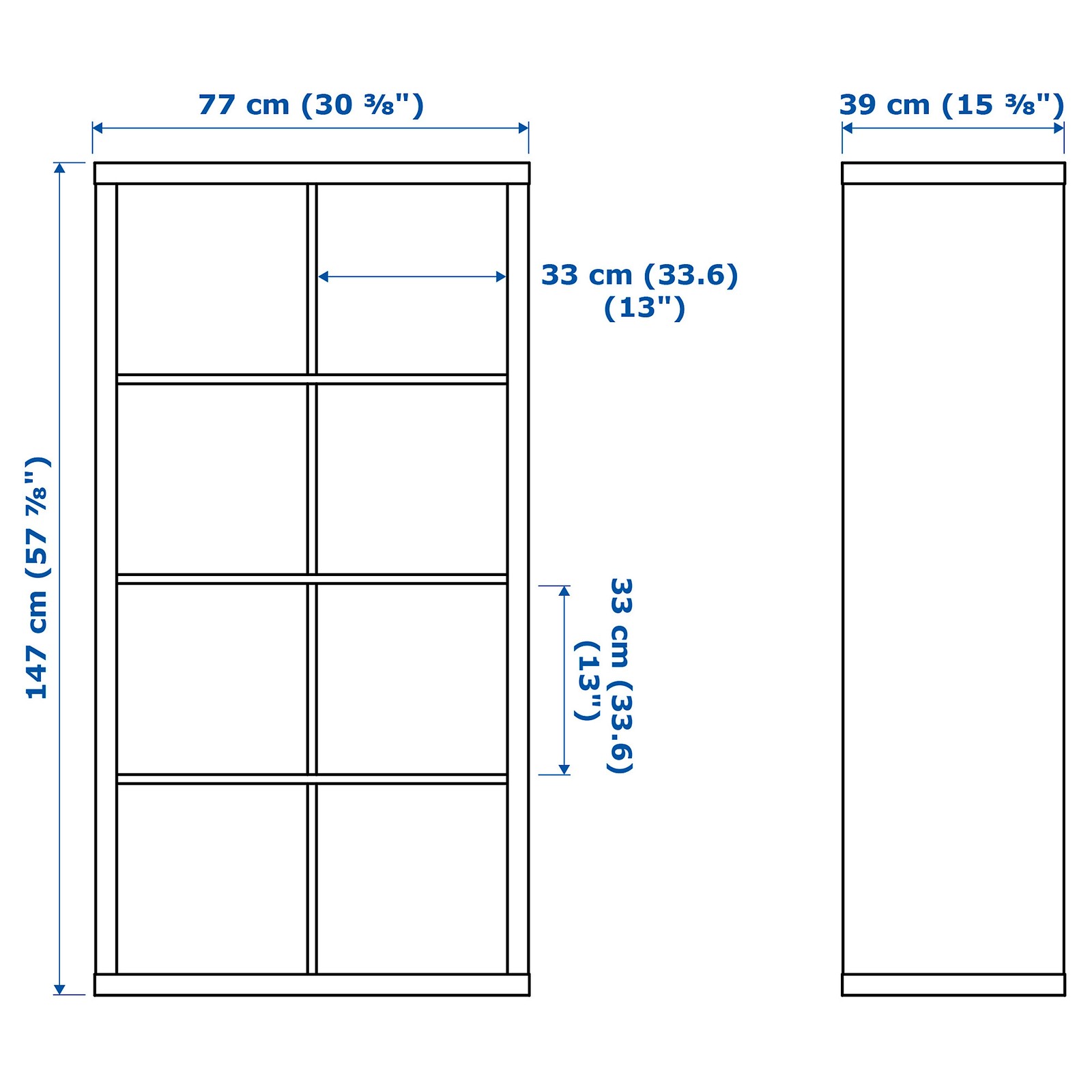 KALLAX white stained oak effect, Shelving unit with 4 inserts, 77x147 ...