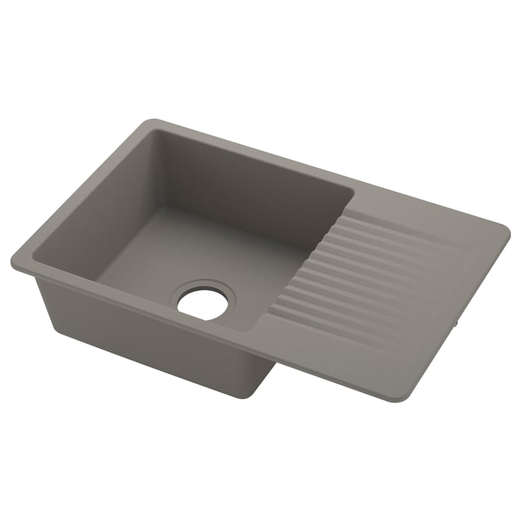 KILSVIKEN inset sink, 1 bowl with drainboard, grey-beige quartz ...