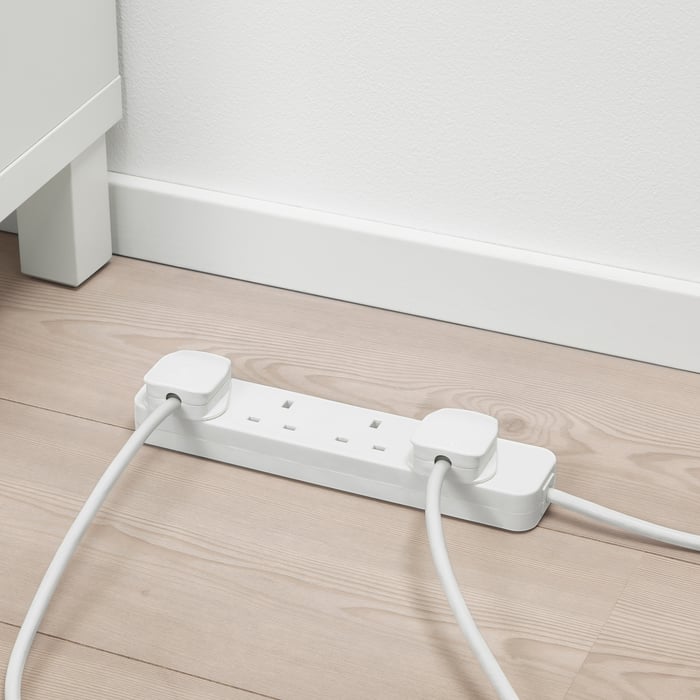 KOPPLA earthed, white, 4-way extension lead - IKEA UK