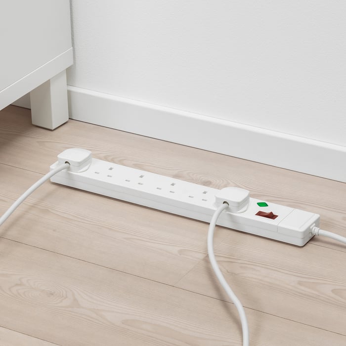 KOPPLA white, 6-way extension lead with switch, 1.5 m - IKEA UK