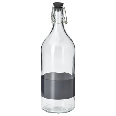 KORKEN bottle with stopper, clear glass/black, 1 l - IKEA UK