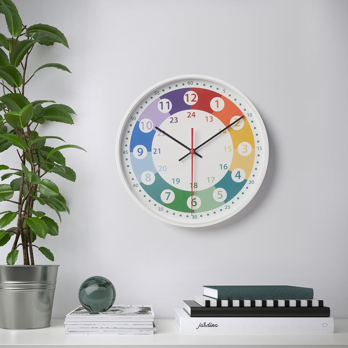 KORVTRÄD multicolour round wall clock, 28 cm - IKEA UK