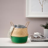 KRALLIG basket, sedge natural/green, 25 cm - IKEA