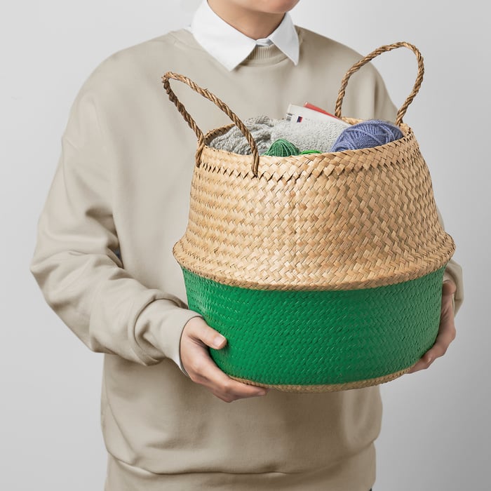 KRALLIG basket, sedge natural/green, 25 cm - IKEA UK